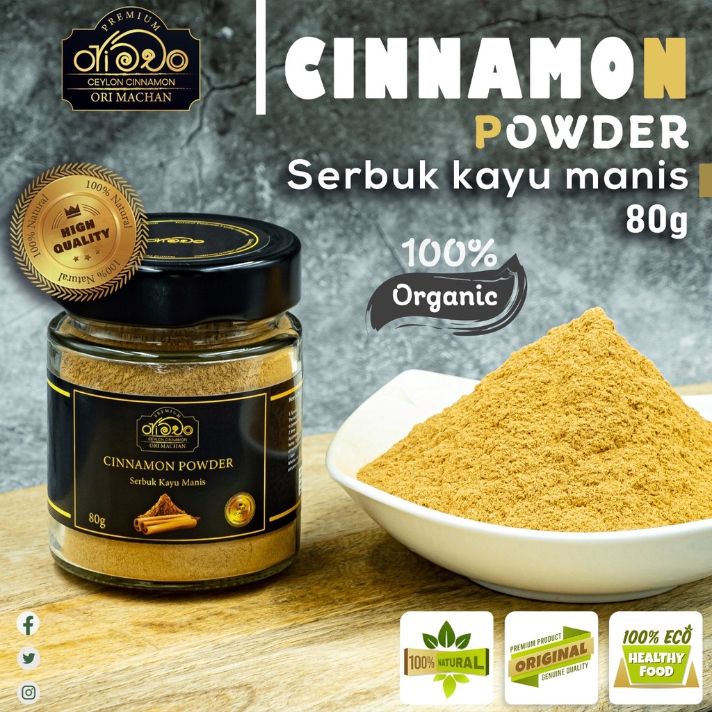 ORGANIC Ceylon Cinnamon Powder, Serbuk Kayu Manis, PREMIUM QUALITY ...