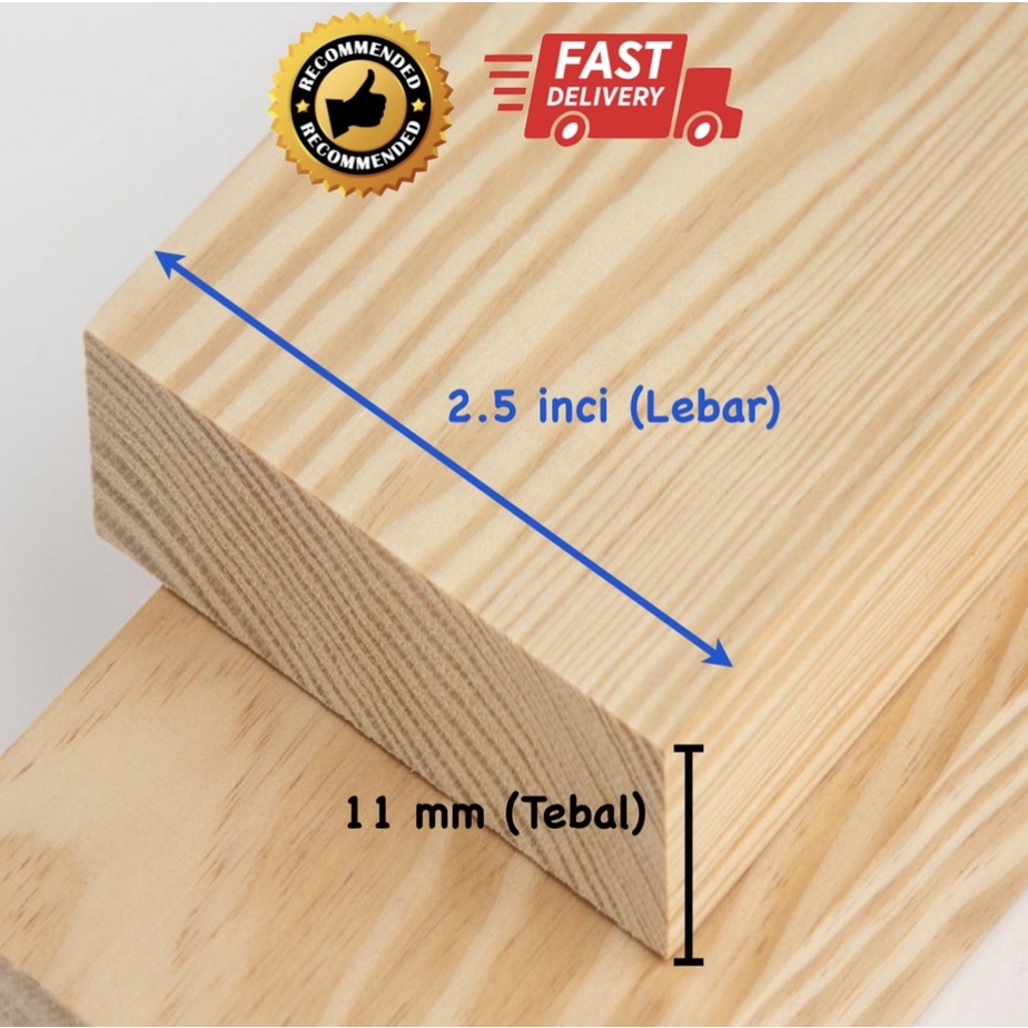 *Ready Stock* Kayu Pallet Pine Woods 2.5 inci (lebar) X 11mm (tebal) X ...