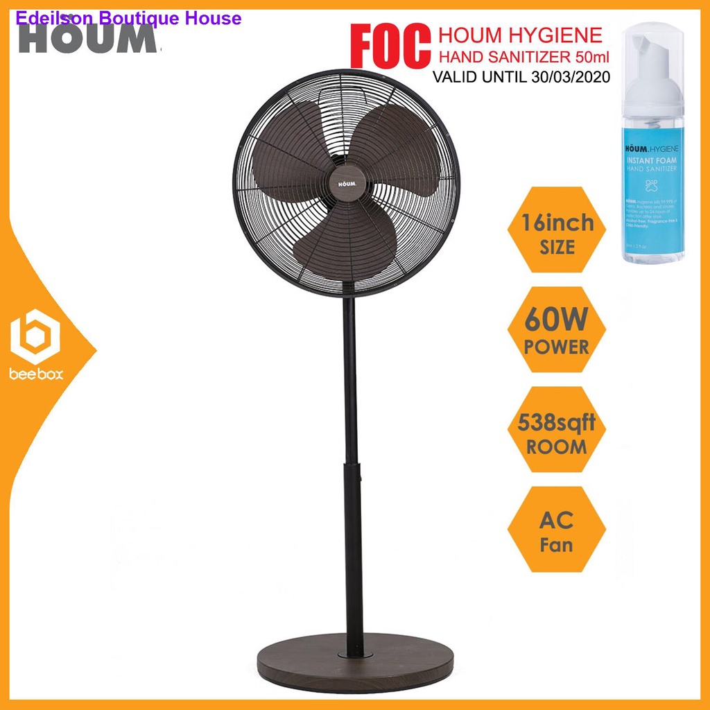 Houm S16 Stand Fan Vintage Style Design 3 Blades 16" 16-Inch 3 Speed ...