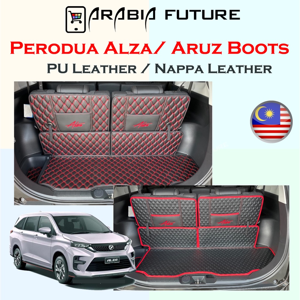 Perodua Alza Aruz RUSH VELOZ PU Leather Rear Boot Mat with Cover Seat ...