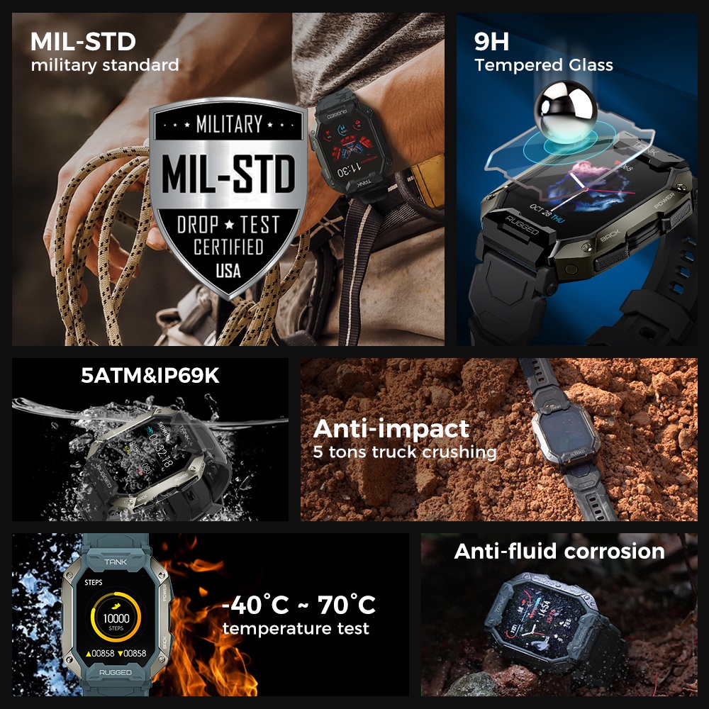 KOSPET TANK M1 PRO Smart Watch Men Rugged Outdoor Sport Fitness Tracker ...