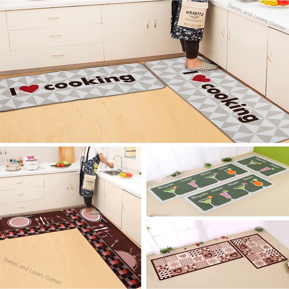 Sweet and Lovely Corner Floor Mat Simple Printing Kitchen Carpet House ...