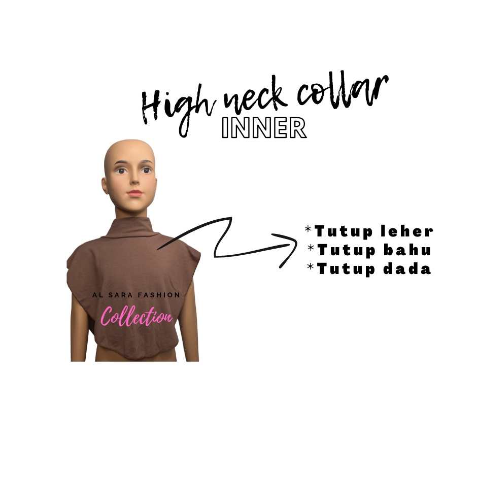 High Neck Collar Bib-Turtleneck Half Inner-Inner Tutup Leher Muslimah ...