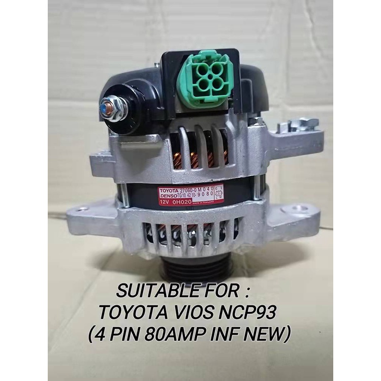 TOYOTA VIOS NCP93 4PIN 80AMP INF NEW 27060-0M040 ALTERNATOR | Shopee ...