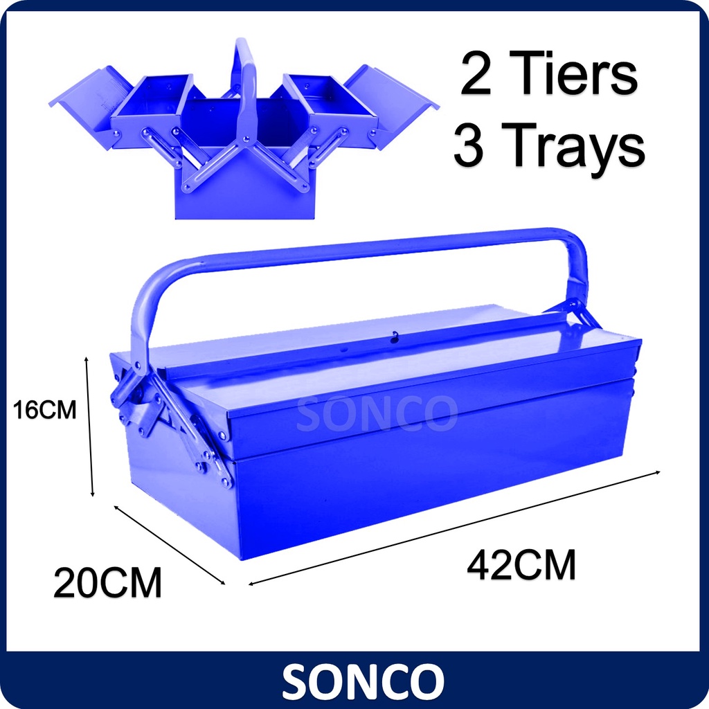 SONCO Extra Long 3 Layer Metal Toolbox Tool Box Metal Cantilever 3 ...