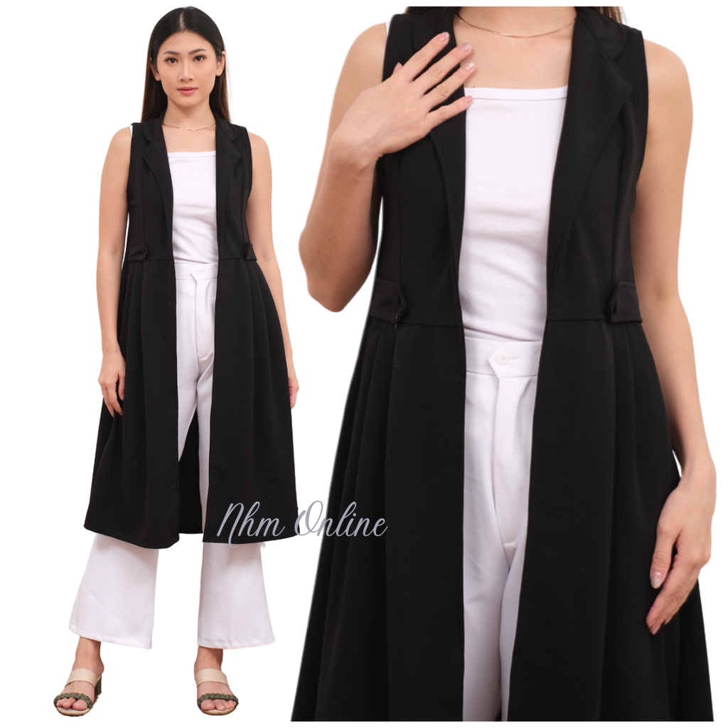 Women's Plain Outer Sleeveless Tunic Vest Blazer 720 | Shopee Malaysia