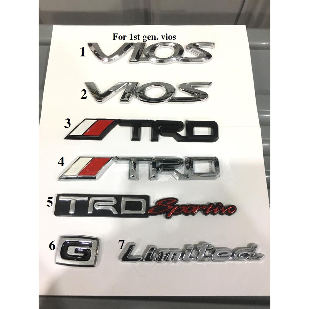 EMBLEM LOGO TOYOTA VIOS TRD SPORTIVO G LIMITED | Shopee Malaysia