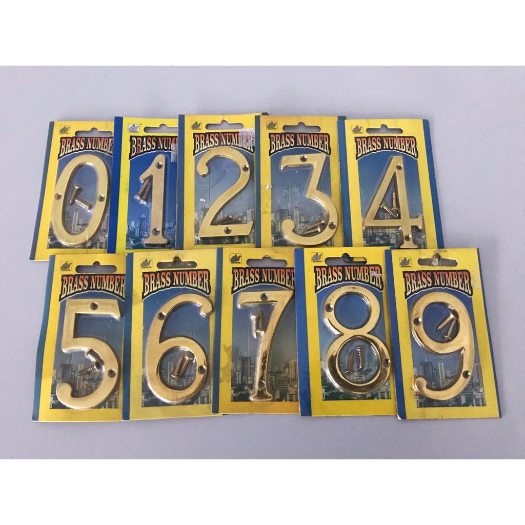 Brass House Number Numeric Numerical Digit 0-9 Polished Brass Finish ...
