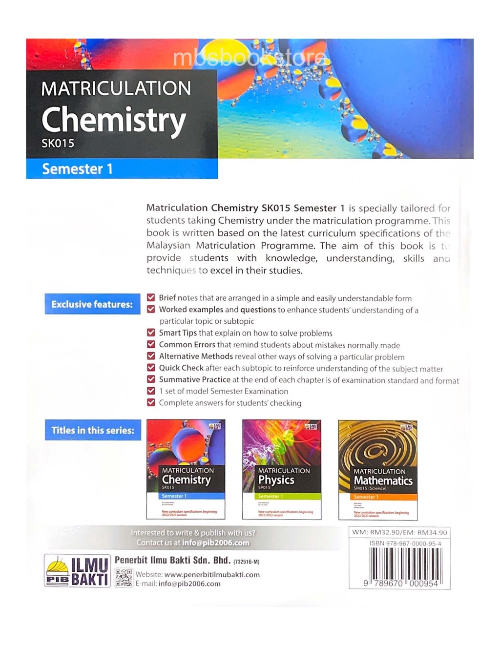 Matriculation Chemistry SK015 Semester 1 (Ilmu Bakti) Sesi 2022/2023 ...