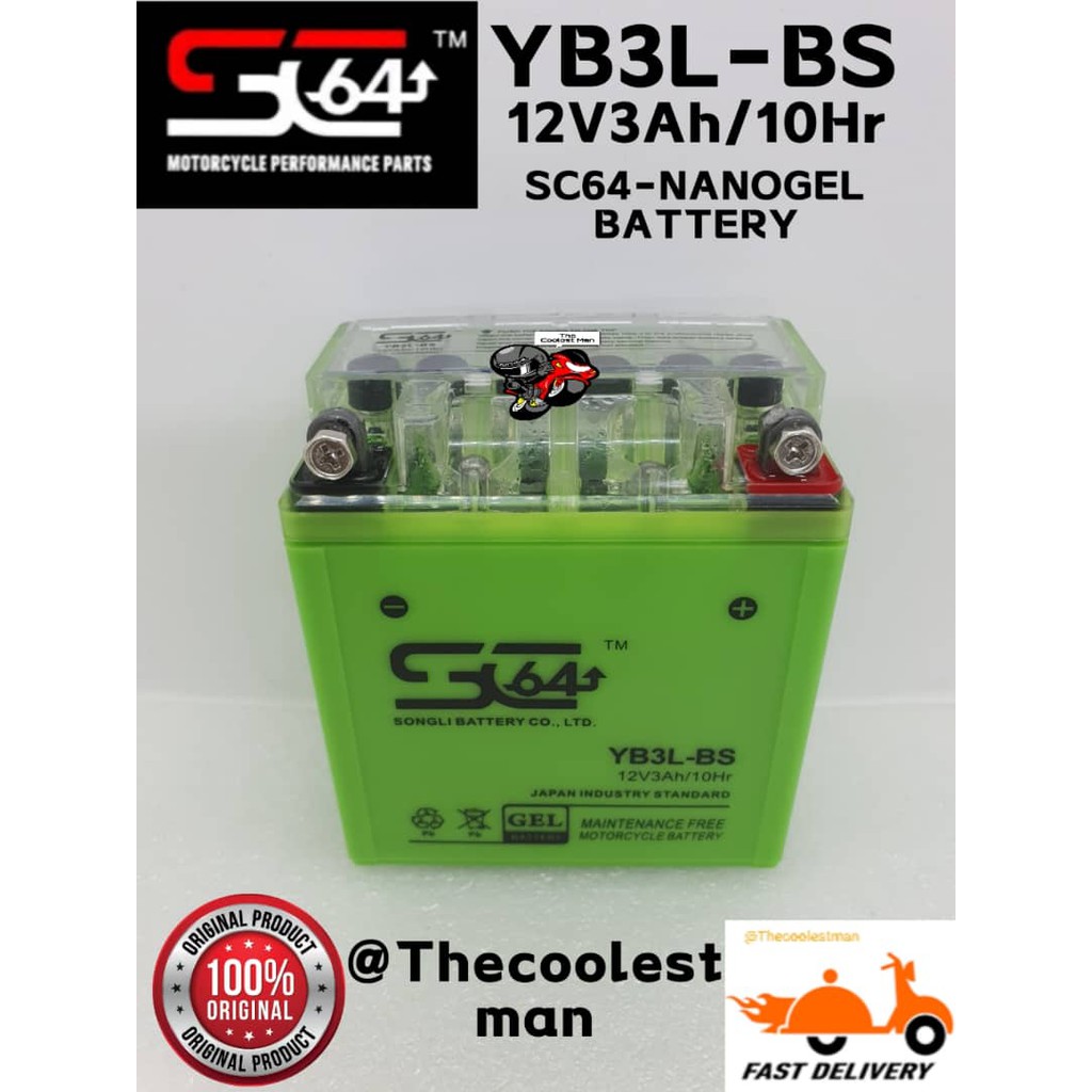 🔥💯%ORIGINAL ️ SC64 Motorcycle Nanogel Battery YB3L / YB5L / YTZ5S / YTZ7S / YTZ8 / YTX9 🔥FAST ...