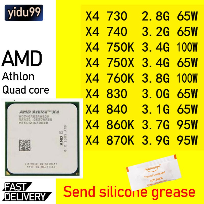 AMD Athlon II X4 730 740 750X 760K 830 840X 860K 870K FM2 FM2+ quad ...