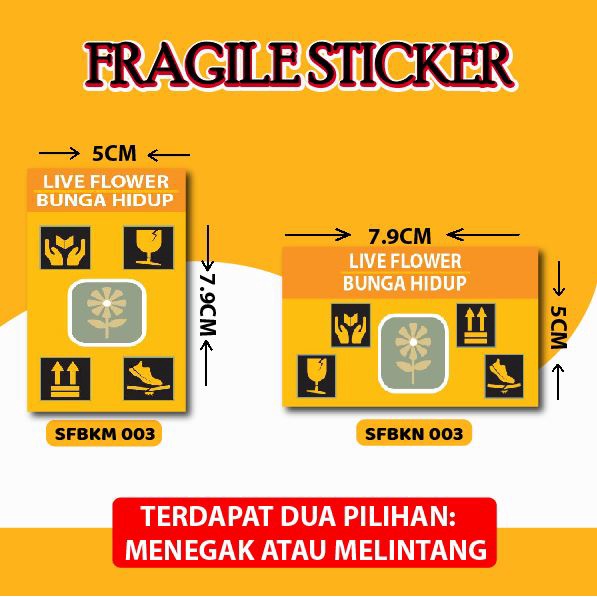 🔥READYSTOCK 🔥 [BUY 10 + 2] STICKER FRAGILE BUNGA HIDUP KUNING/ LIVE ...