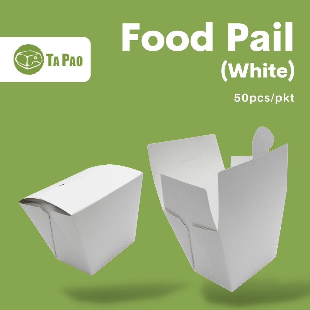 Paper Food Pail | White | 50 pcs/packet | Paper Food Box | Paper Take ...