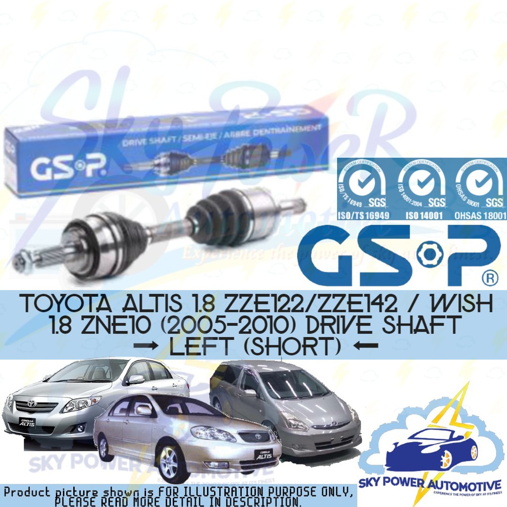 TOYOTA ALTIS ZZE122/ZZE142 / WISH 1.8 ZNE10 (2005-2010) GSP DRIVE SHAFT ...