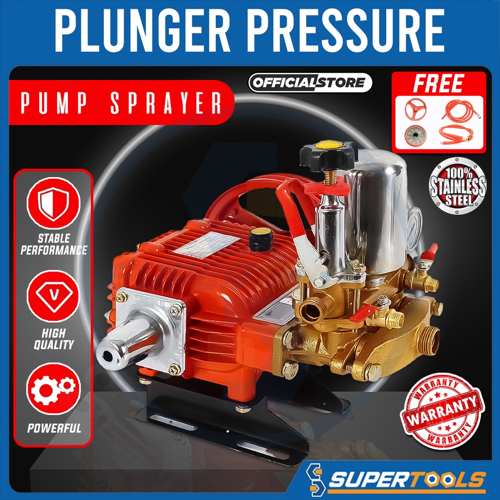 SuperTools Power Sprayer Plunger Pressure Pump Kebun c/w Full Hose ...