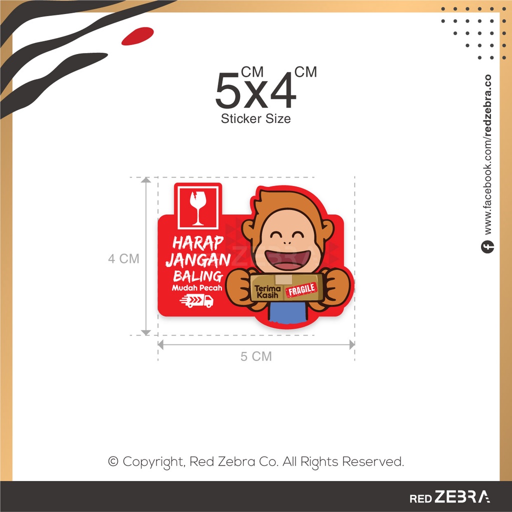 Red Zebra 】 [ READYMADE ] Creative Fragile Sticker Label | Special ...