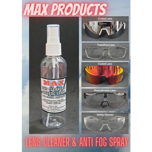 MAX ( 2 in 1 formula ) Lens Cleaner & Anti Fog Spray ( 120 ml ...