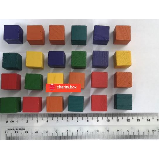 Square Wooden Blocks Cube [24 PCS] 15mm x 15mm Colorful DIY Craft Wood ...