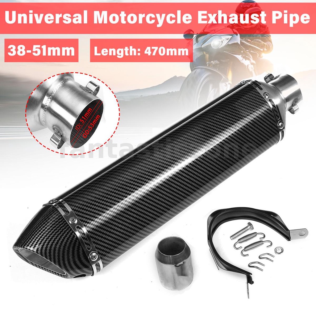 Universal Motorcycle 470mm 38-51mm Dirt Bike ATV Slip Exhaust Muffler ...