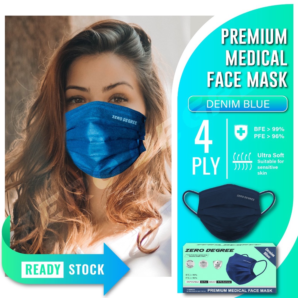 Zero Degree Mask Medical Face Mask Earloop Disposable Mask 4ply Denim ...