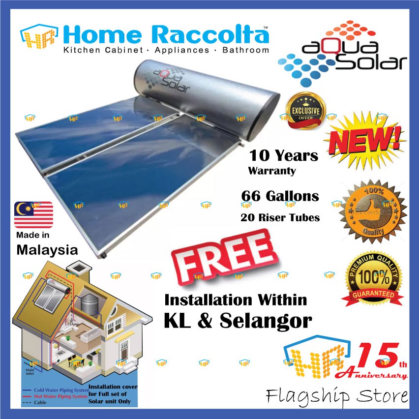 Aqua Solar Water Heater L66 L-Series Solar Panel Water Heater AQUA ...