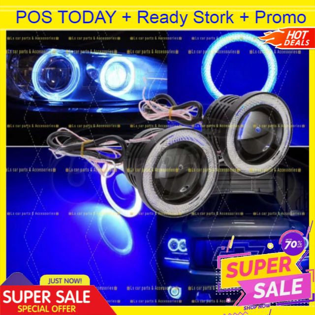 LED Angel Eyes Fog Light WITH Ring Lens Projector axia myvi saga blm ...