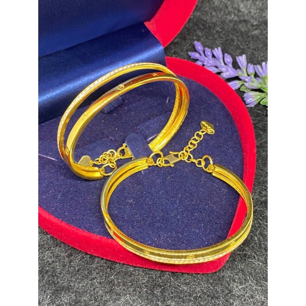 🔥READY STOCK🔥BANGLE CARTIER TWO LAYER STONE EXCLUSIVE EMAS 916 ORI | Shopee Malaysia