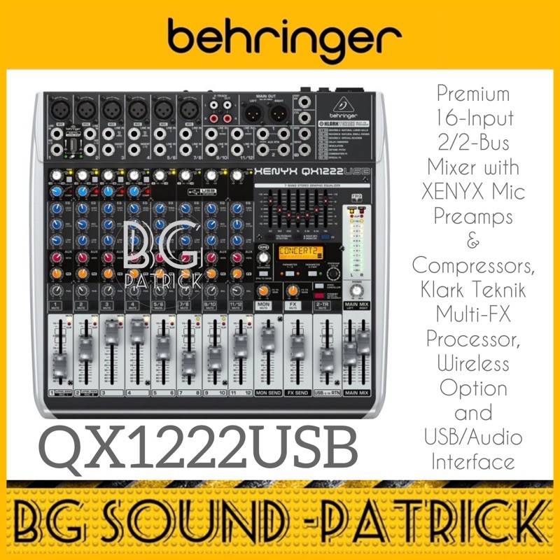 Behringer QX1222USB 16-Input 2/2-Bus Mixer with XENYX Mic Preamps ...