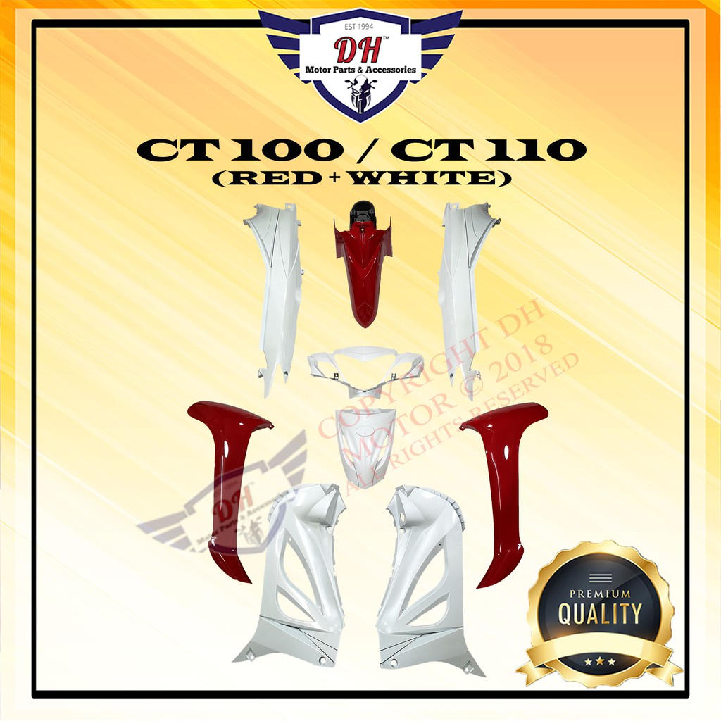 CT100 / CT110 COVER SET MODENAS CT 100 / 110 (RED + WHITE) | Shopee ...