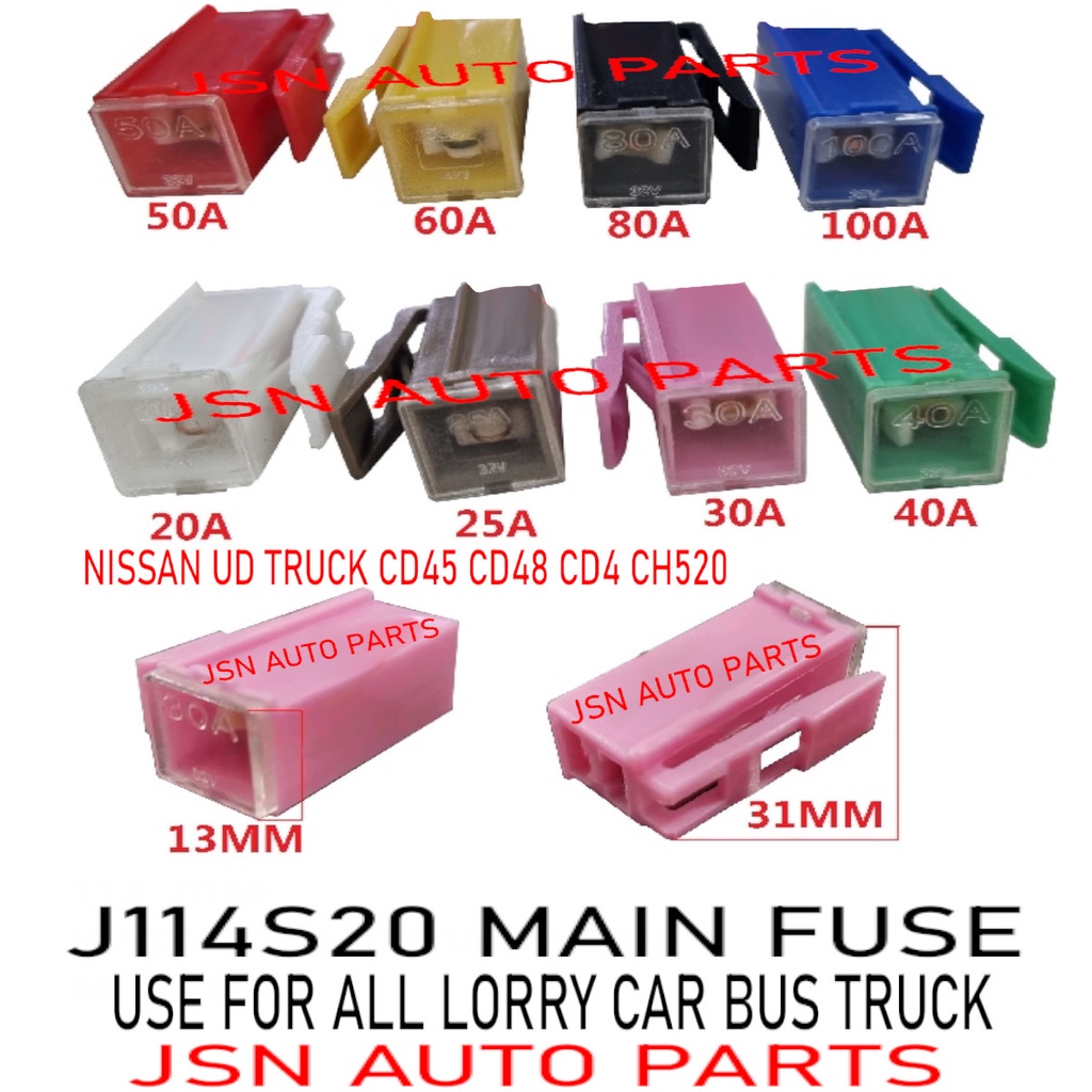 J114S20 NISSAN UD TRUCK CD45 CD48 CV450 MAIN FUSES USE FOR ALL CAR ...