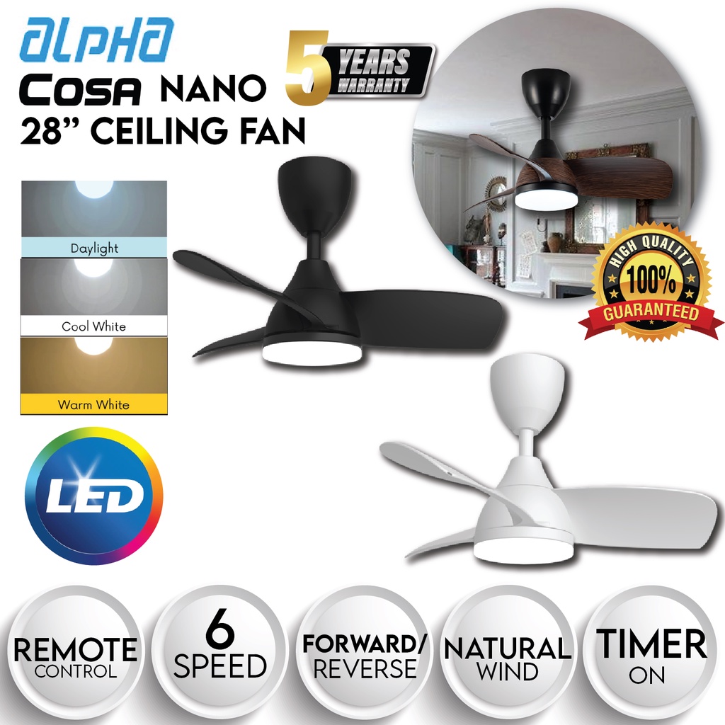 [NEW] ALPHA Cosa Nano 28 Inch DC Motor Ceiling Fan with 3 Blades (6 ...