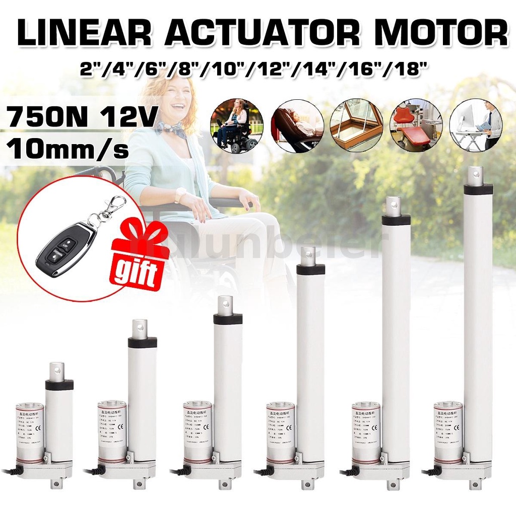 750N 12V 2/4/6/8/10/12 inch Linear Actuator Adjustable Actuator Tor ...