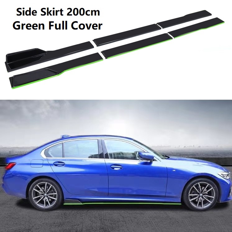 Universal Car Side Skirt BLACK Extensions Rocker Panel Splitters Lip ...