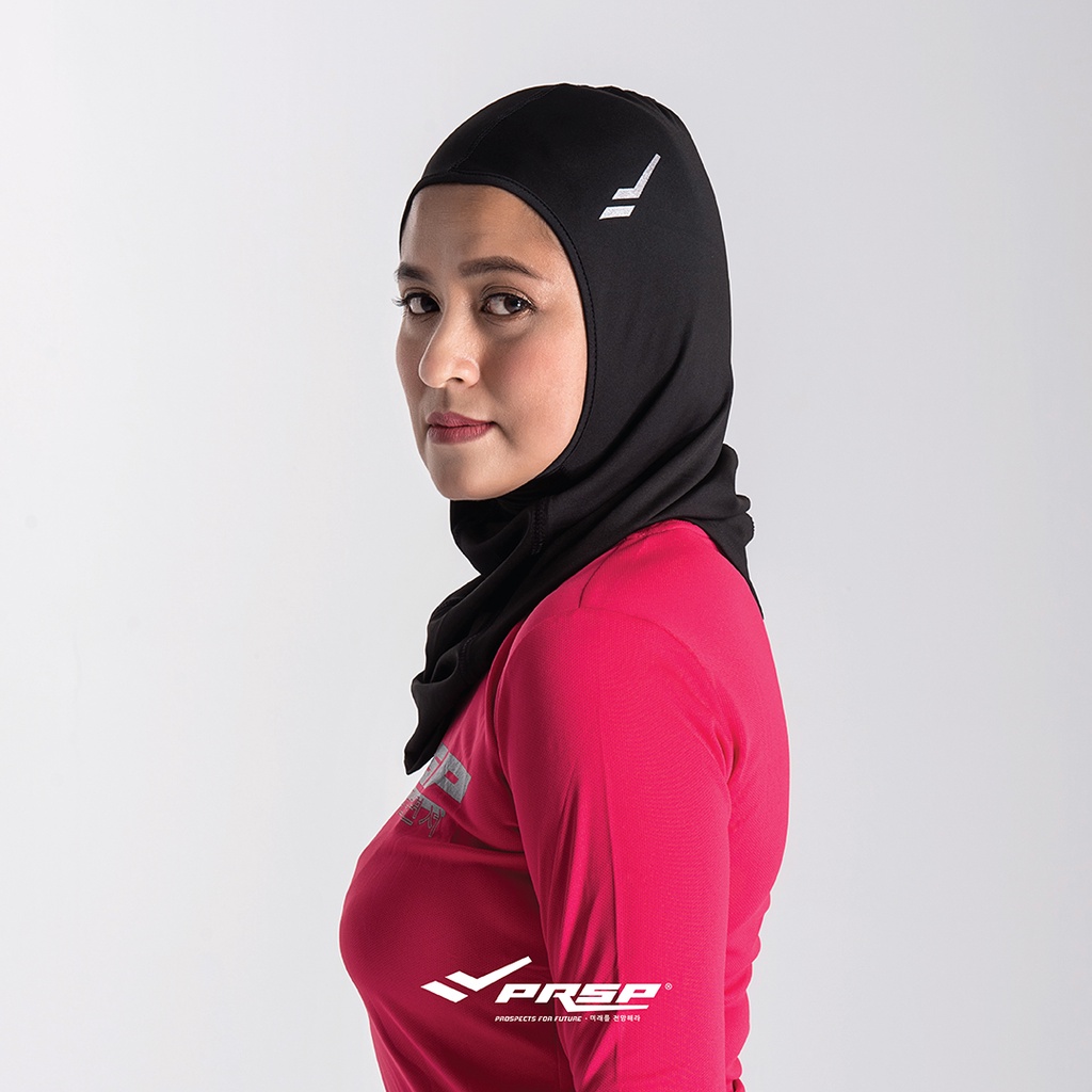 PRSP Sports Hijab Sports Tudung Black Tudung Sukan Hijab Sukan Hitam Kain Ringan Anti Kedut Anti ...