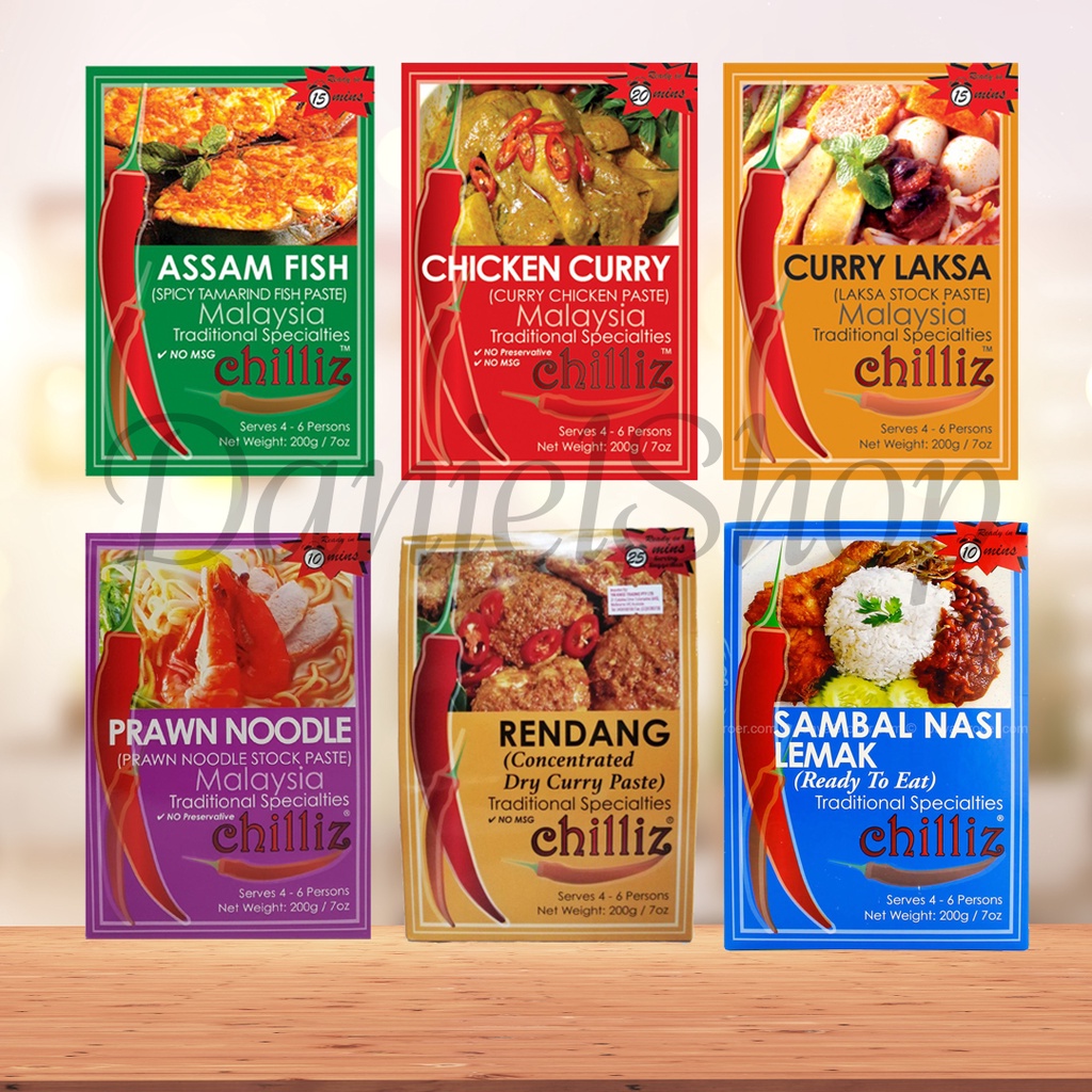 🌶Chilliz Assorted Curry Paste 200g | Sambal Nasi Lemak/ Rendang/ Chicken Curry/ Curry Laksa ...