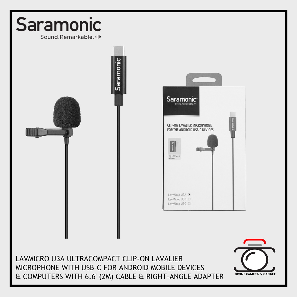 Saramonic LavMicro U3A Omnidirectional Lavalier Microphone with USB Type-C Connector for Android ...