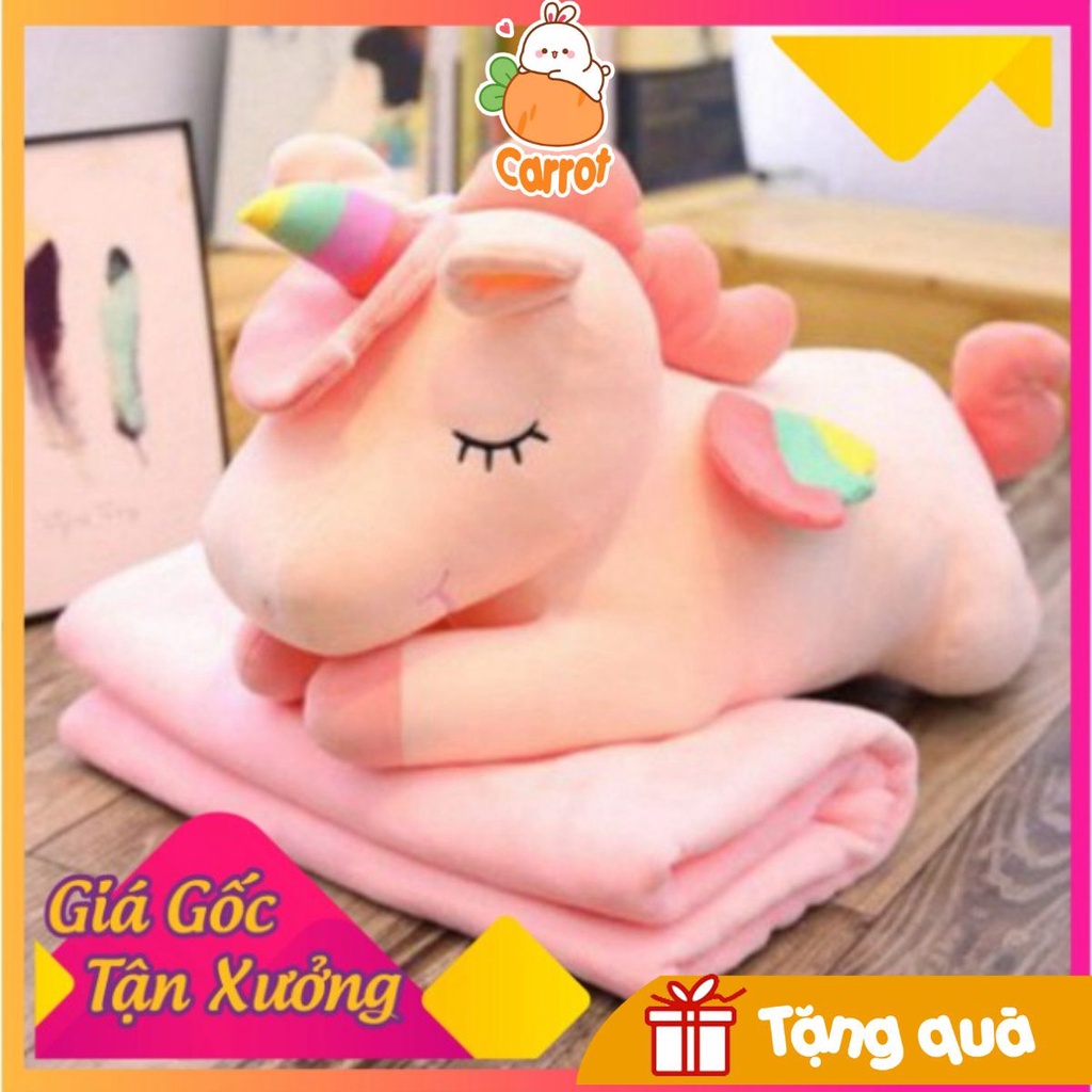 One-horned Pony Teddy Bear Pillow with miniso fabric 2-in-1 blanket ...