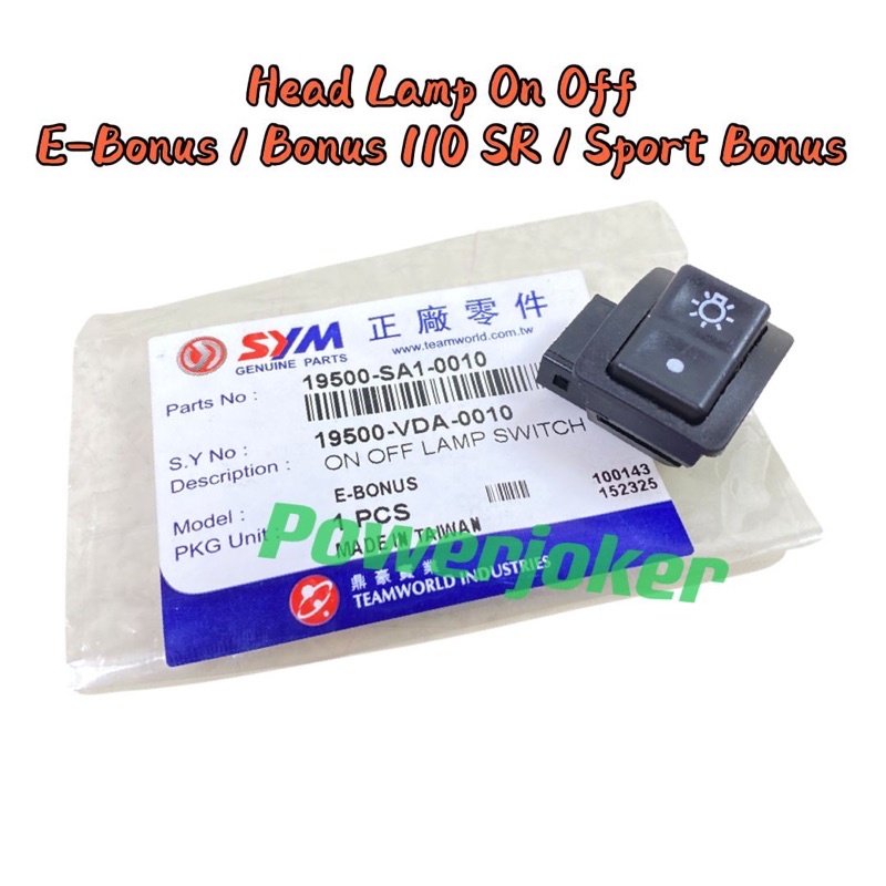 SYM E Bonus/Bonus 110 SR/Sport Bonus - Button Handle Switch Button Head ...