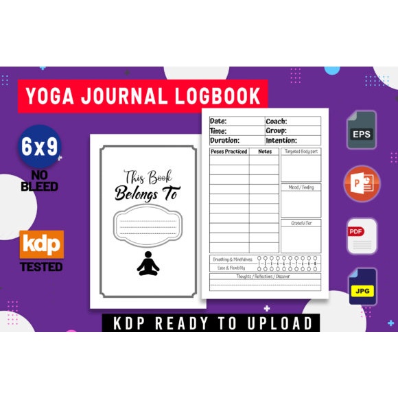 KDP Yoga Journal Logbook Pages Print Ready Interior Graphic For ...