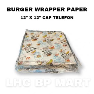 [LHC] Burger Wrapper 12"X12" / Kertas Pembungkusan Makanan / Burger ...