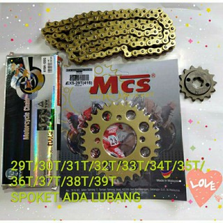 SPOKET SET 415 GOLD FOR HONDA EX5(HIGH POWER) / EX5 DREAM / W100 ( CHAIN + SPOKET)FROM (14T/15T ...