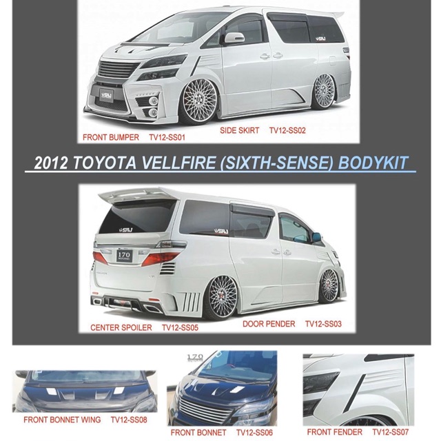 Toyota vellfire anh20 sixth sense bodykit body kit admiration spoiler ...