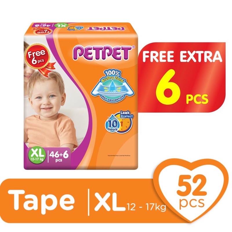 Petpet Baby Diapers Tape / Pants - S,M,L,XL,XXL ( 3 Packs ) | Shopee ...