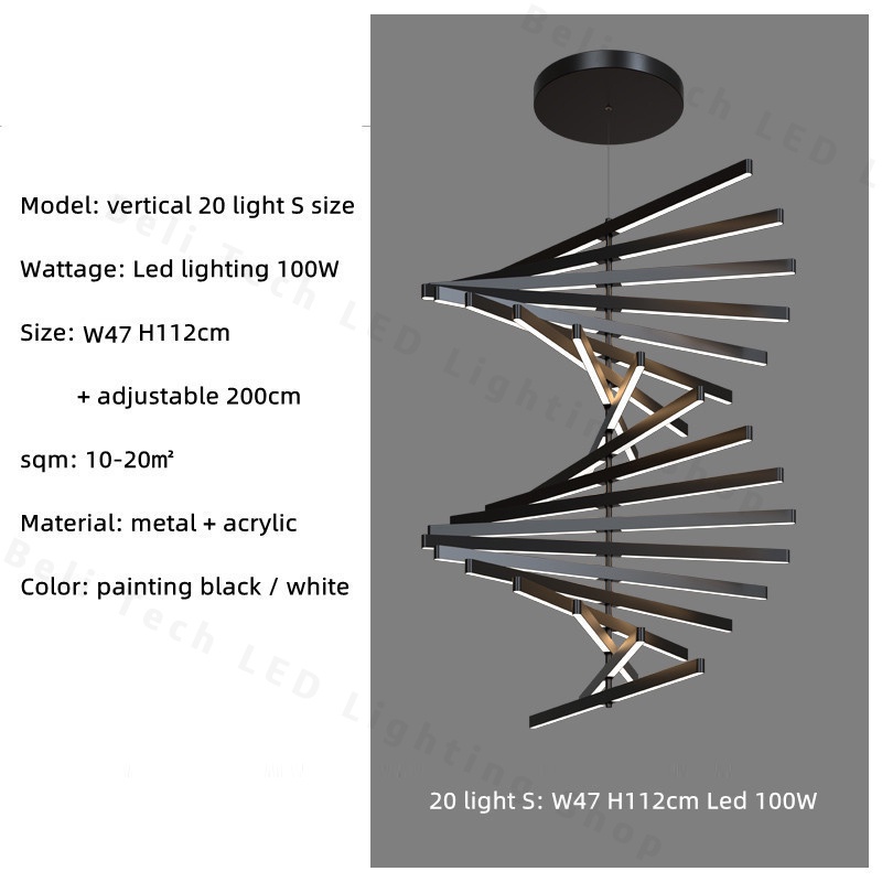 Modern New LED LOFT Piano Wave Pendant Lights Fishbone Designer Ceiling ...