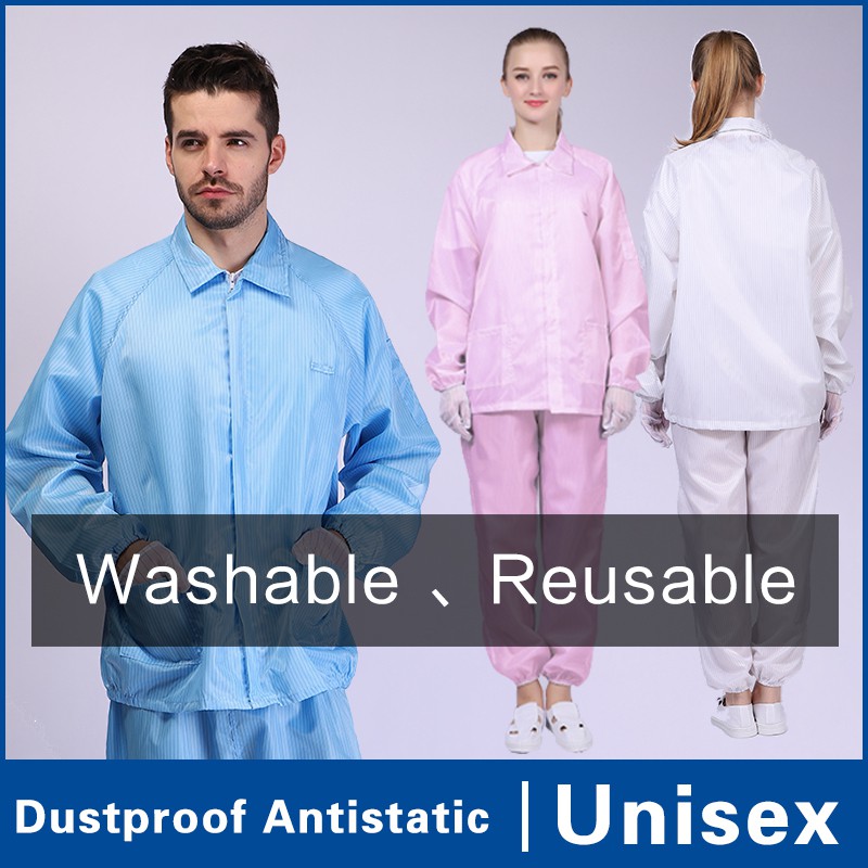 Washable PPE Suit 2 in 1 Jacket and Pants Reusable Cleanroom Suit Anti ...