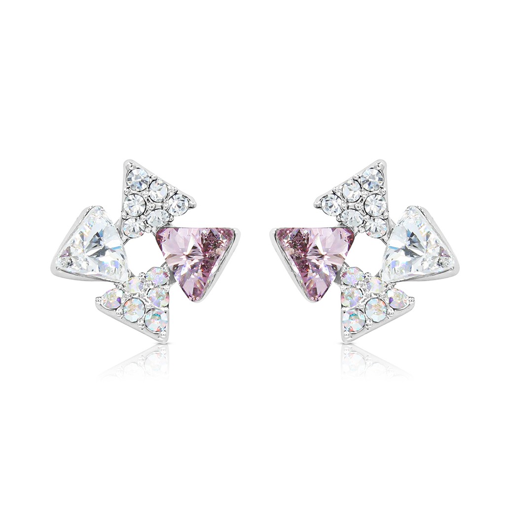 SO SEOUL Genesis Triangle Mixed Antique Pink Swarovski® Crystal Silver ...