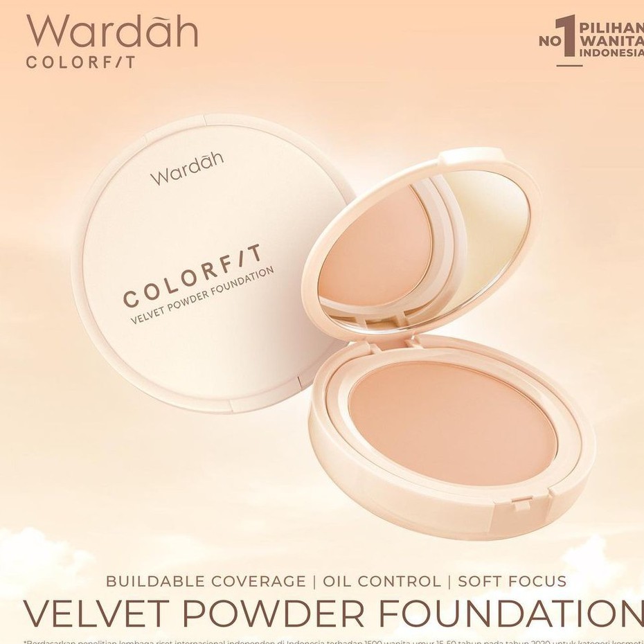 WARDAH COLORFIT BEDAK Compact Velvet Powder Foundation SPF 20 | Shopee ...