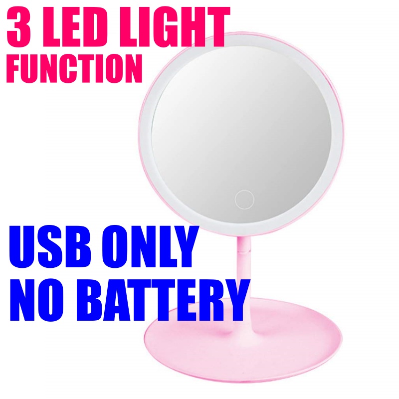 3 Mode LED Light Makeup Mirror with Touch Sensor USB Charge with Bright ...
