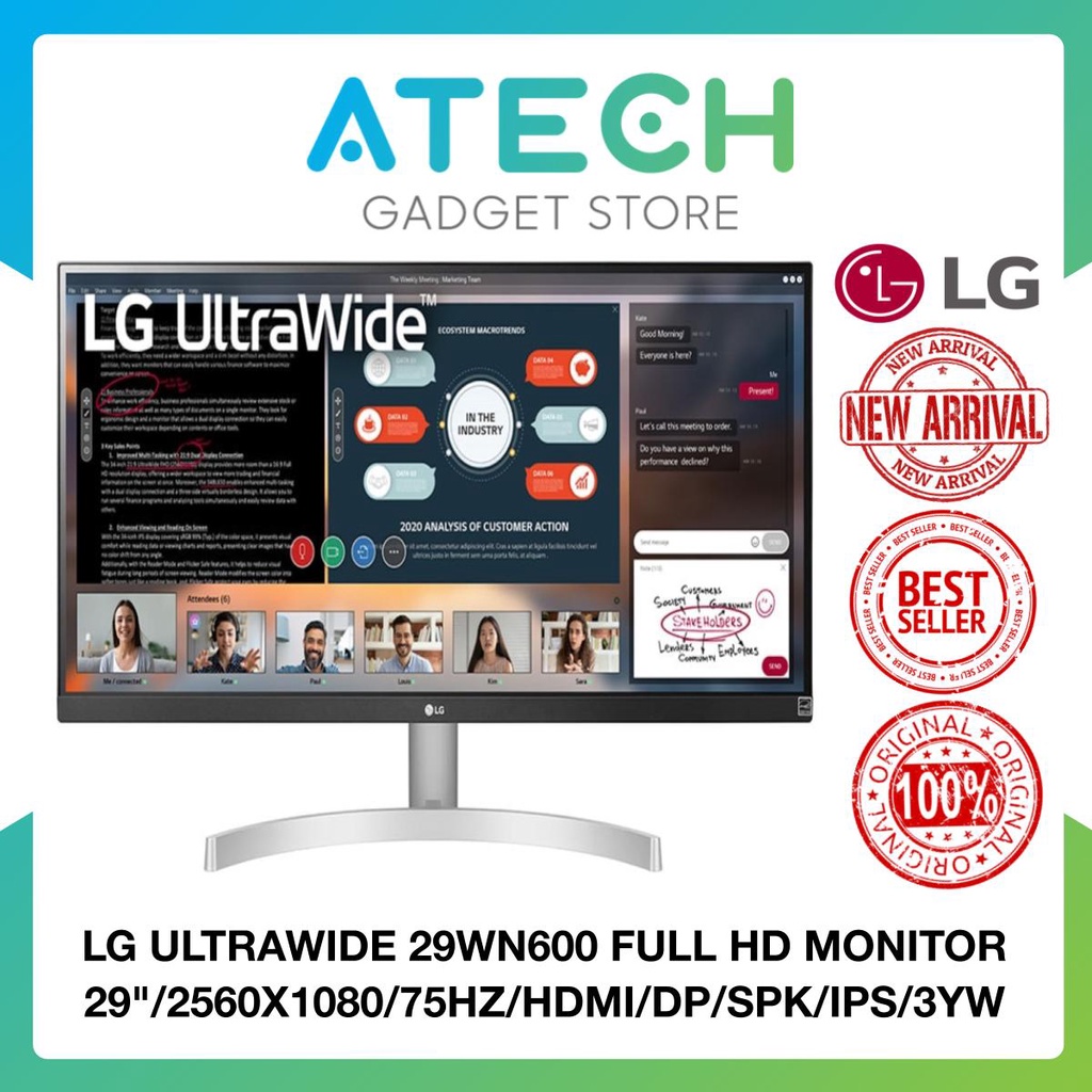 LG ULTRAWIDE 29WN600 FULL HD MONITOR 29"/2560X1080/75HZ/ANTI GLARE/AMD ...