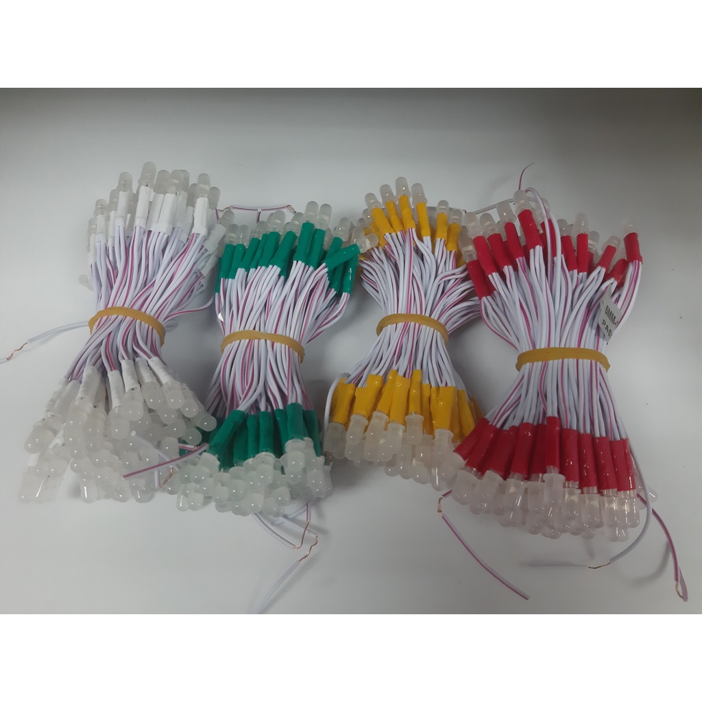 (bundle Of 100 bulbs) 5V and 12V wired LEDs, monochrome fly LEDs for ...